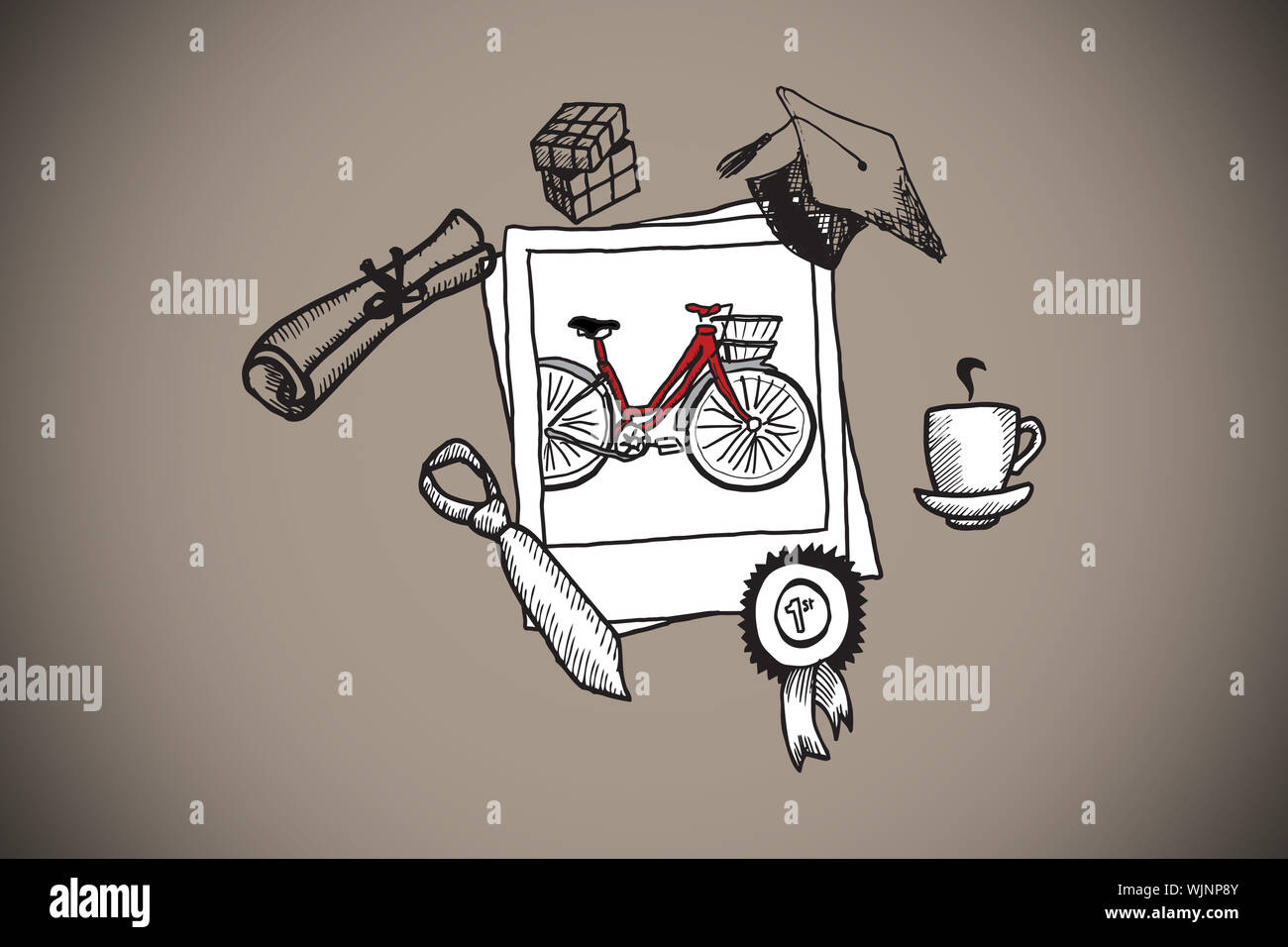 Life events doodle against grey background with vignette Stock Photo ...