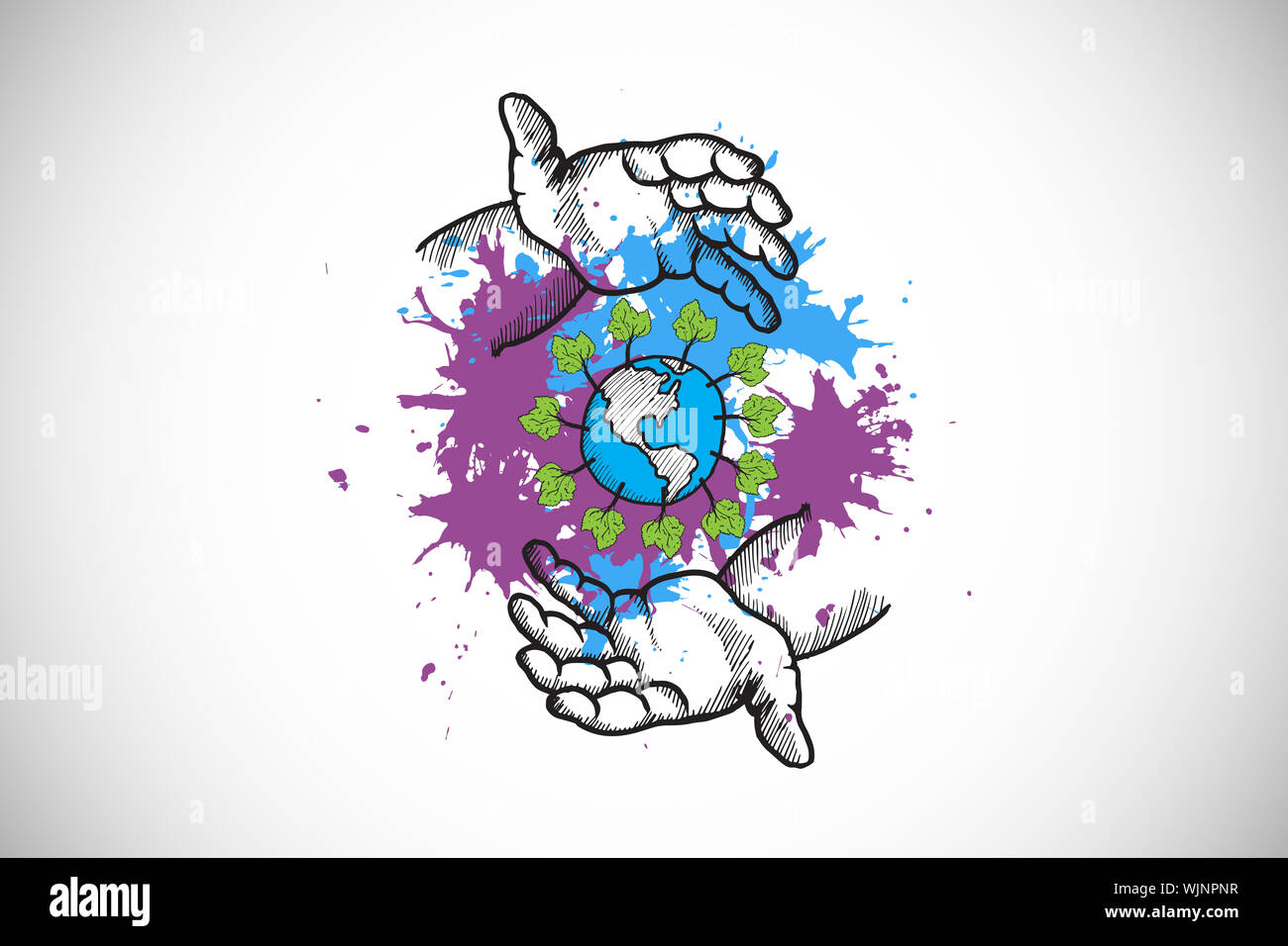 Environmentalism concept on paint splashes against white background ...
