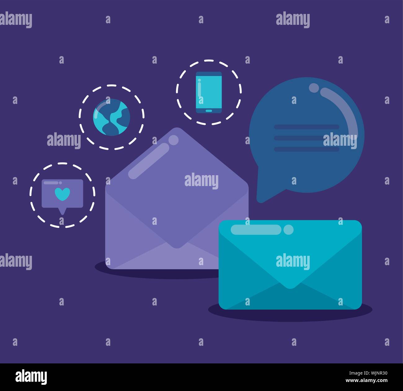 envelope mail with social media icons vector illustration design Stock ...