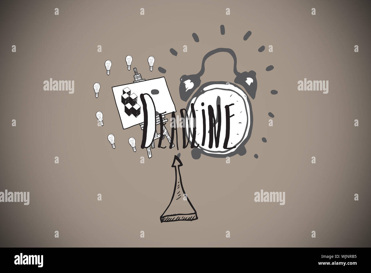 Deadline doodles against grey background with vignette Stock Photo - Alamy