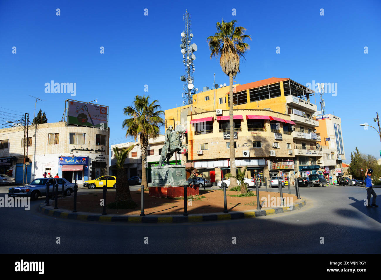 The Saladin equestrian statue in the city center of Madaba, Jordan ...