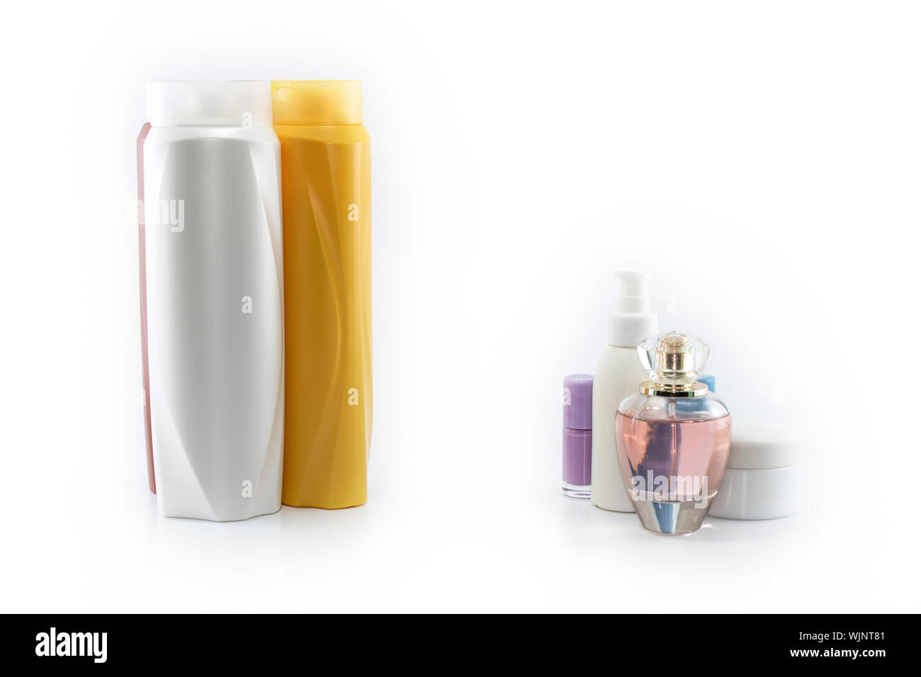 Personal care products. Background in white color close-up. It was ...