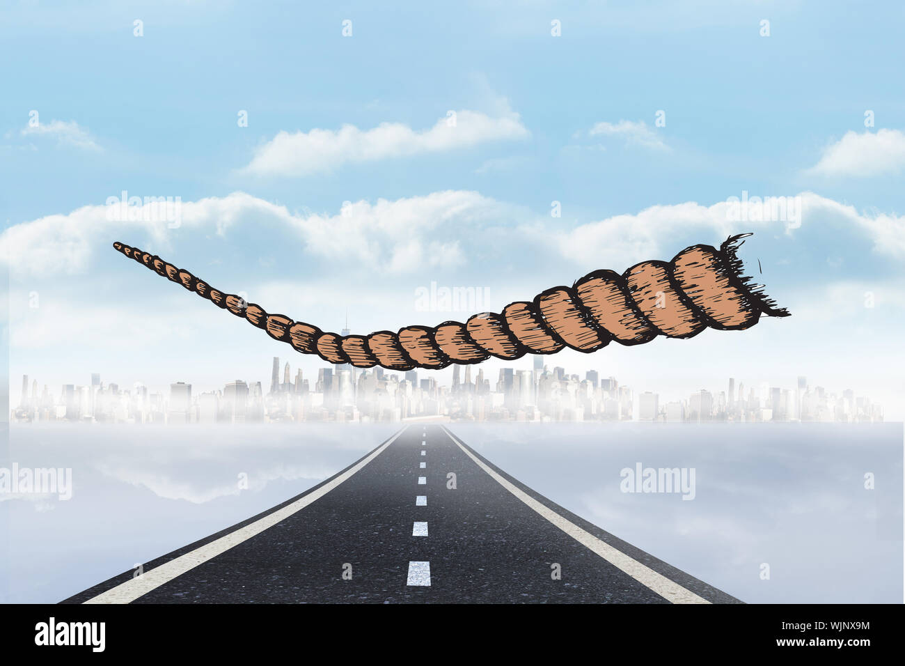 Rope doodle against open road background Stock Photo - Alamy