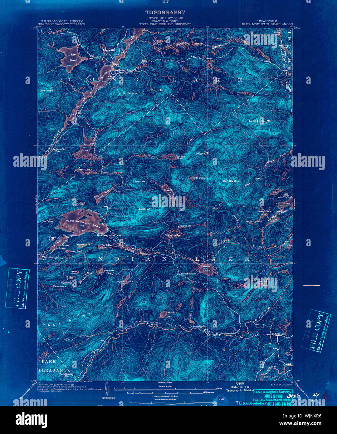 New York NY Blue Mountain 139266 1903 62500 Inverted Restoration Stock ...