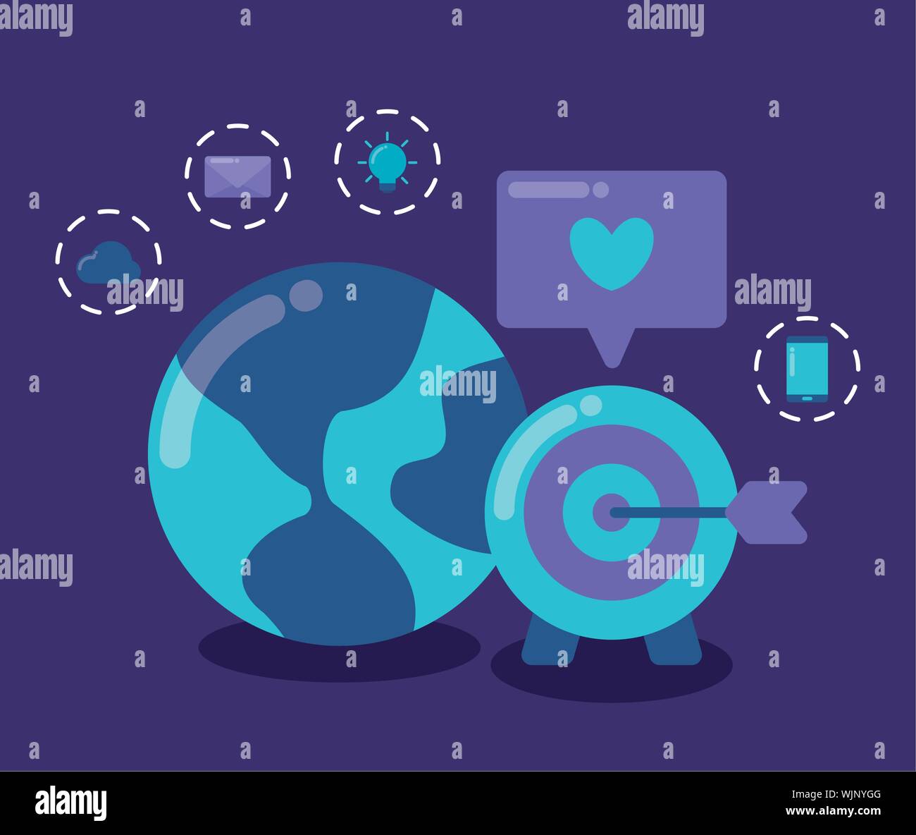 planet earth with social media icons vector illustration design Stock ...