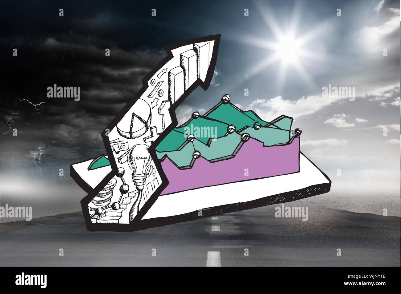 Data analysis doodle against open road Stock Photo - Alamy