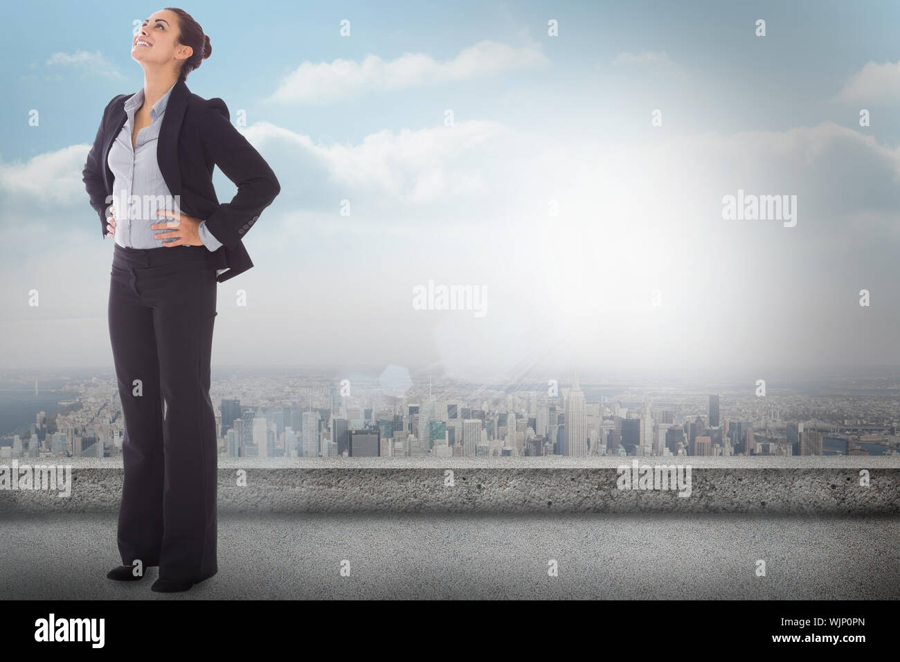 Balcony overlooking city Stock Photo - Alamy
