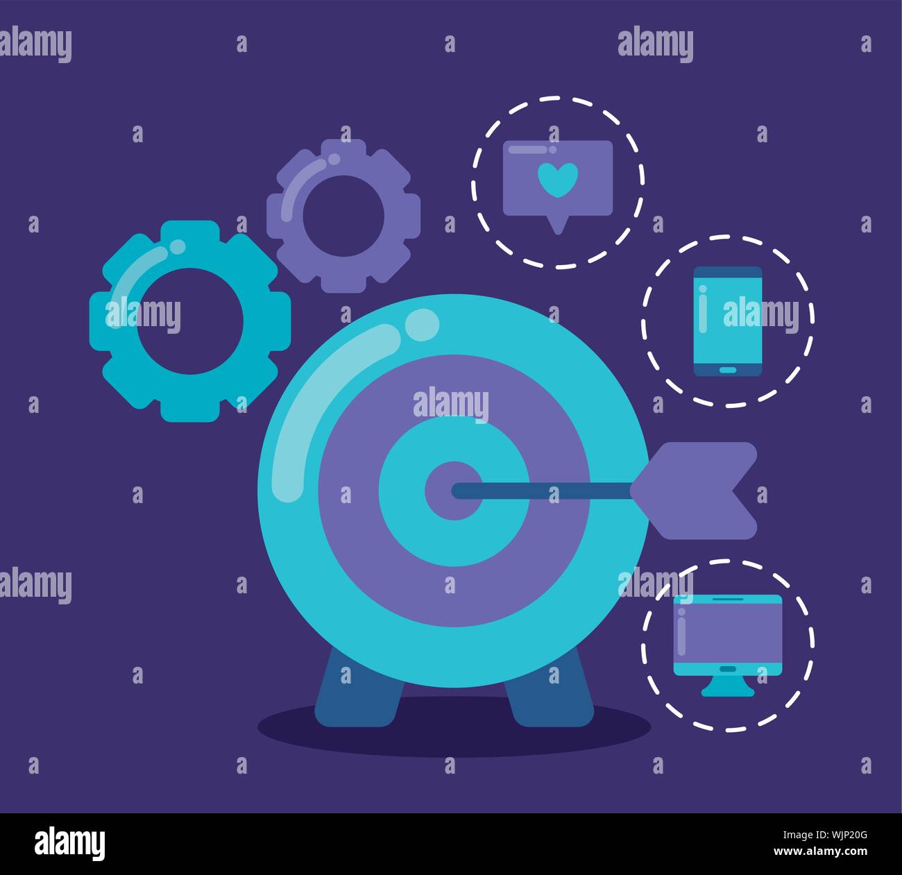 target with social media icons vector illustration design Stock Vector ...