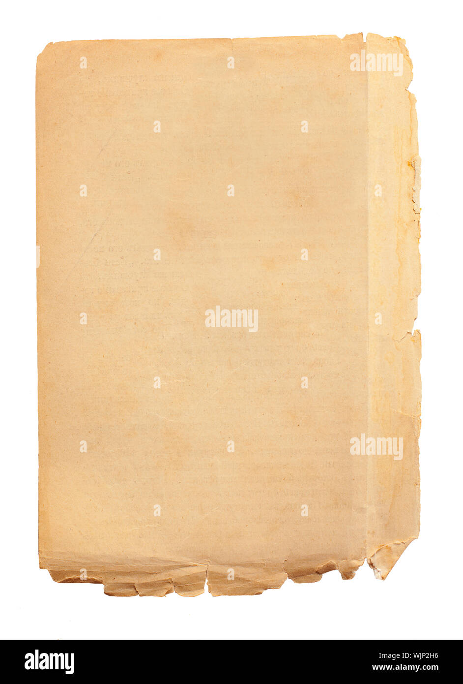 sheet of old paper isolated on a white background Stock Photo - Alamy