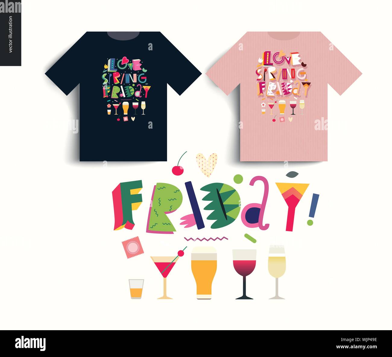 Love spring friday - lettering composition and t-shirt template usage ...