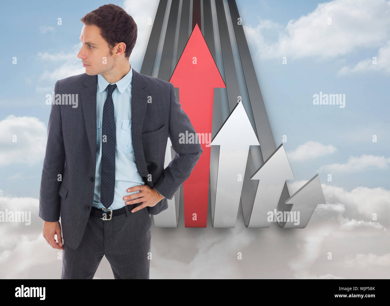 Red curved arrow pointing up hi-res stock photography and images - Alamy