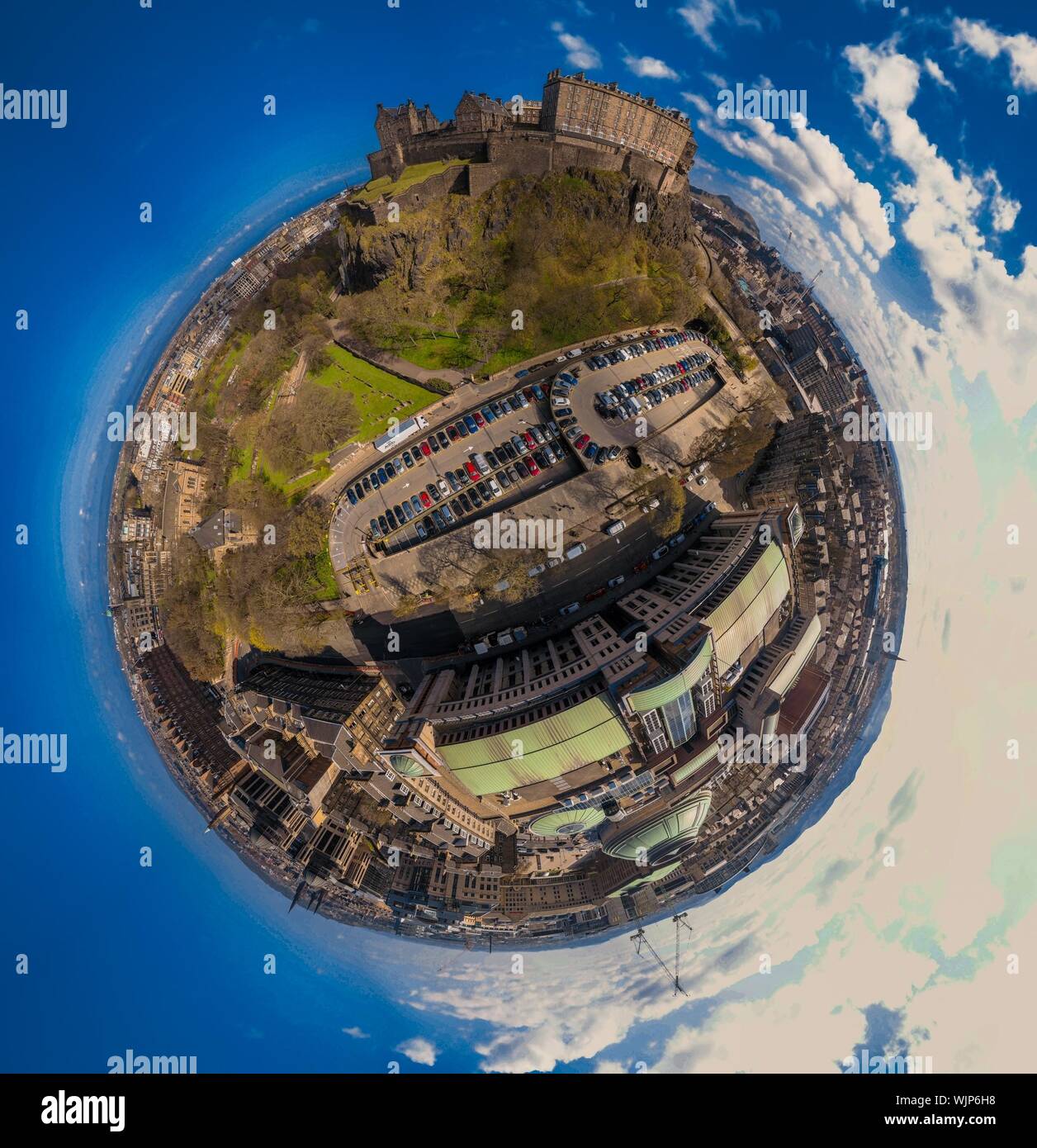 Aerial shot of a 360 spherical panorama of Edinburgh city Stock Photo ...