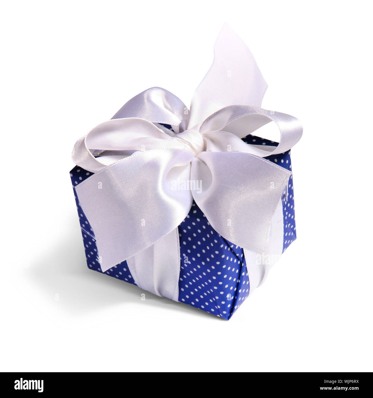 blue gift packing tied by ribbon, isolated on white with path Stock ...