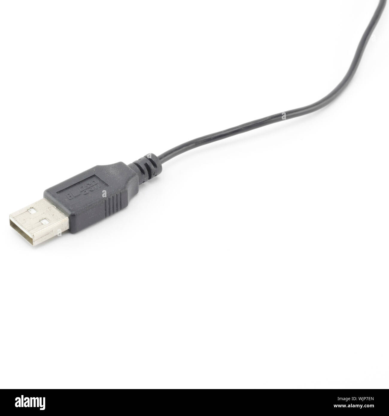 black usb cable isolated on white background Stock Photo - Alamy