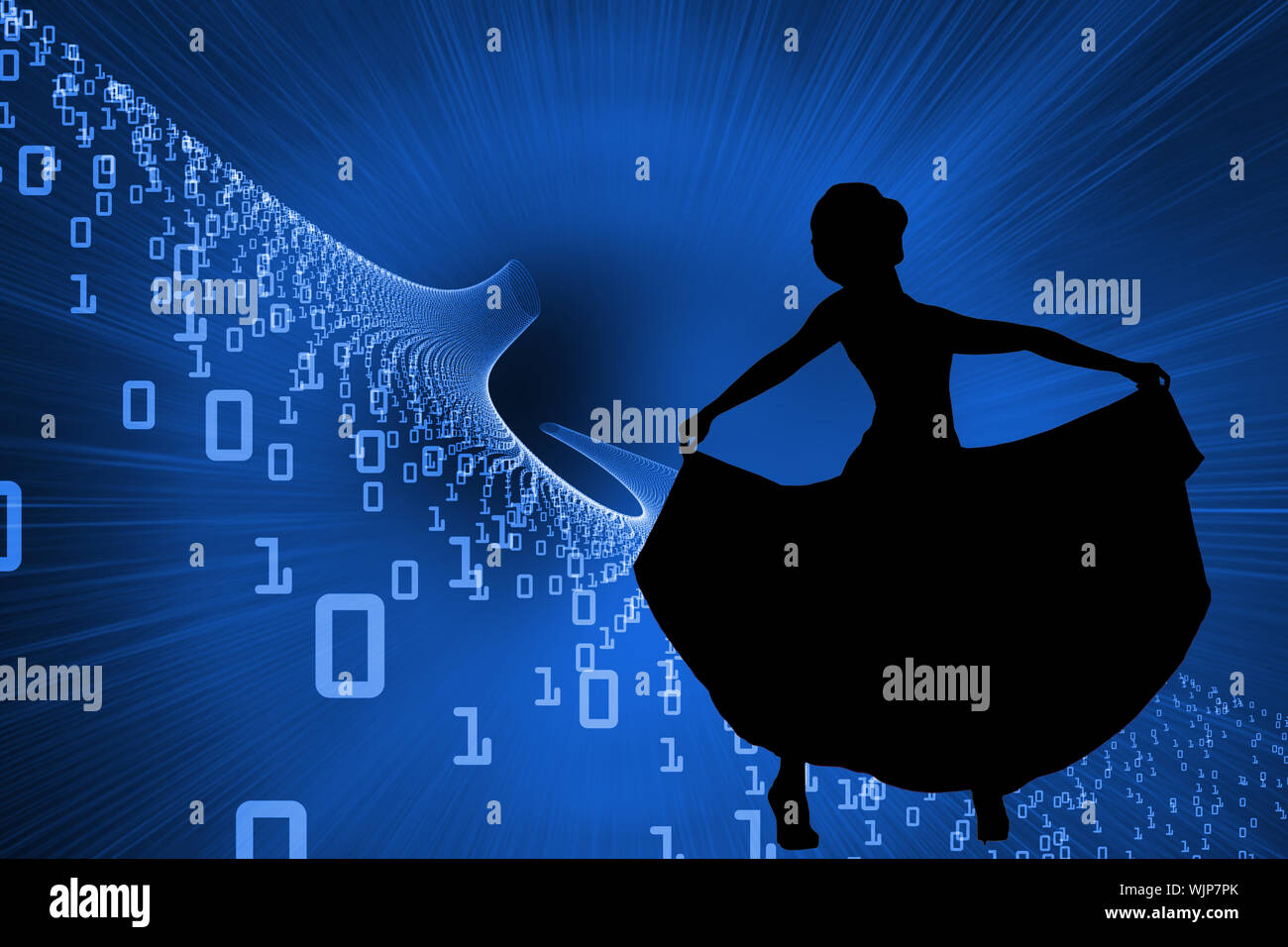 Composite image of futuristic blue design with code Stock Photo - Alamy