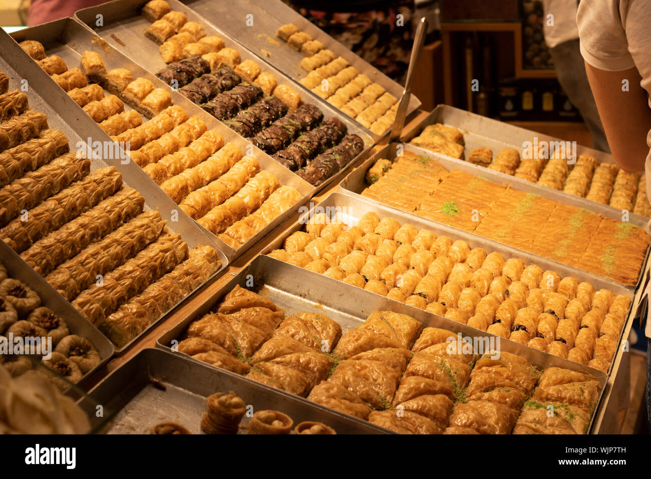 Varieties of local baklava. Taken on the counter in the store Stock ...