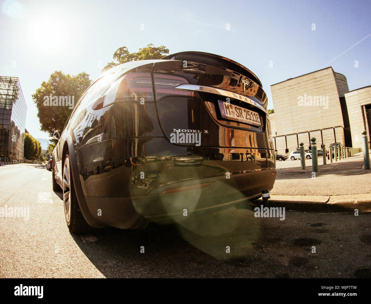 CHAMBERY, FRANCE - AUG 15, 2017: Wide angle lens fish-eye over luxury ...
