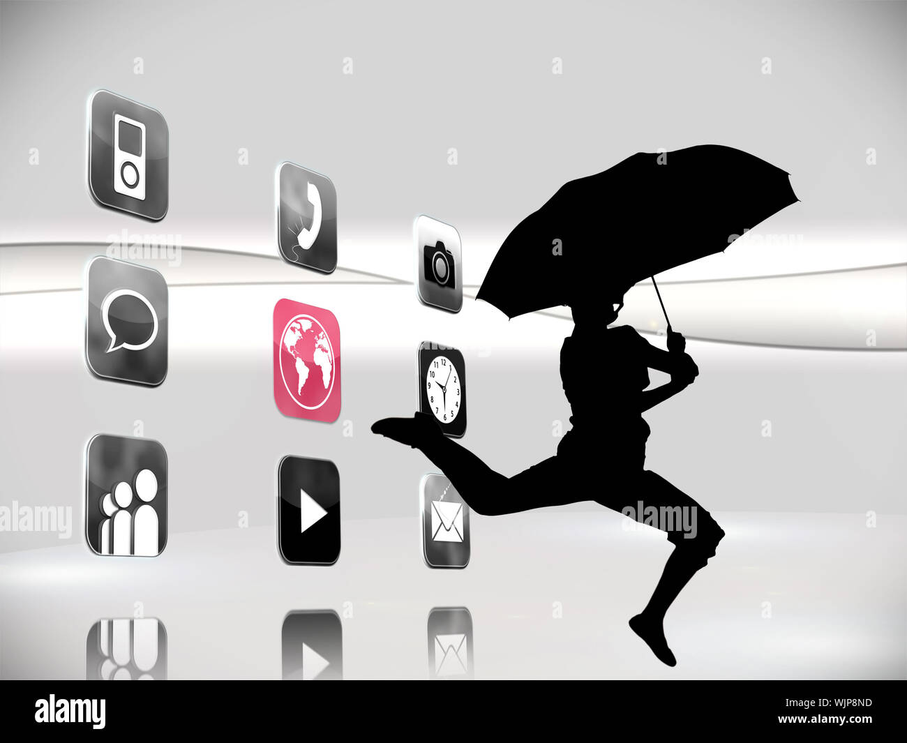 Composite image of futuristic app icons on white background Stock Photo ...