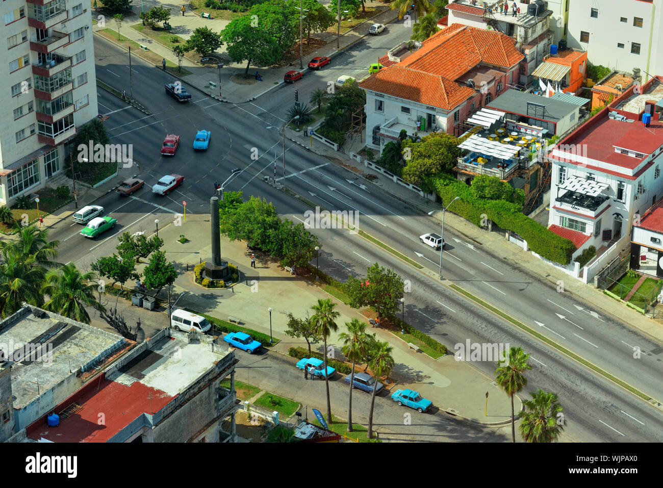 View of Havana streets and traffic from La Torre Restaurant atop the ...