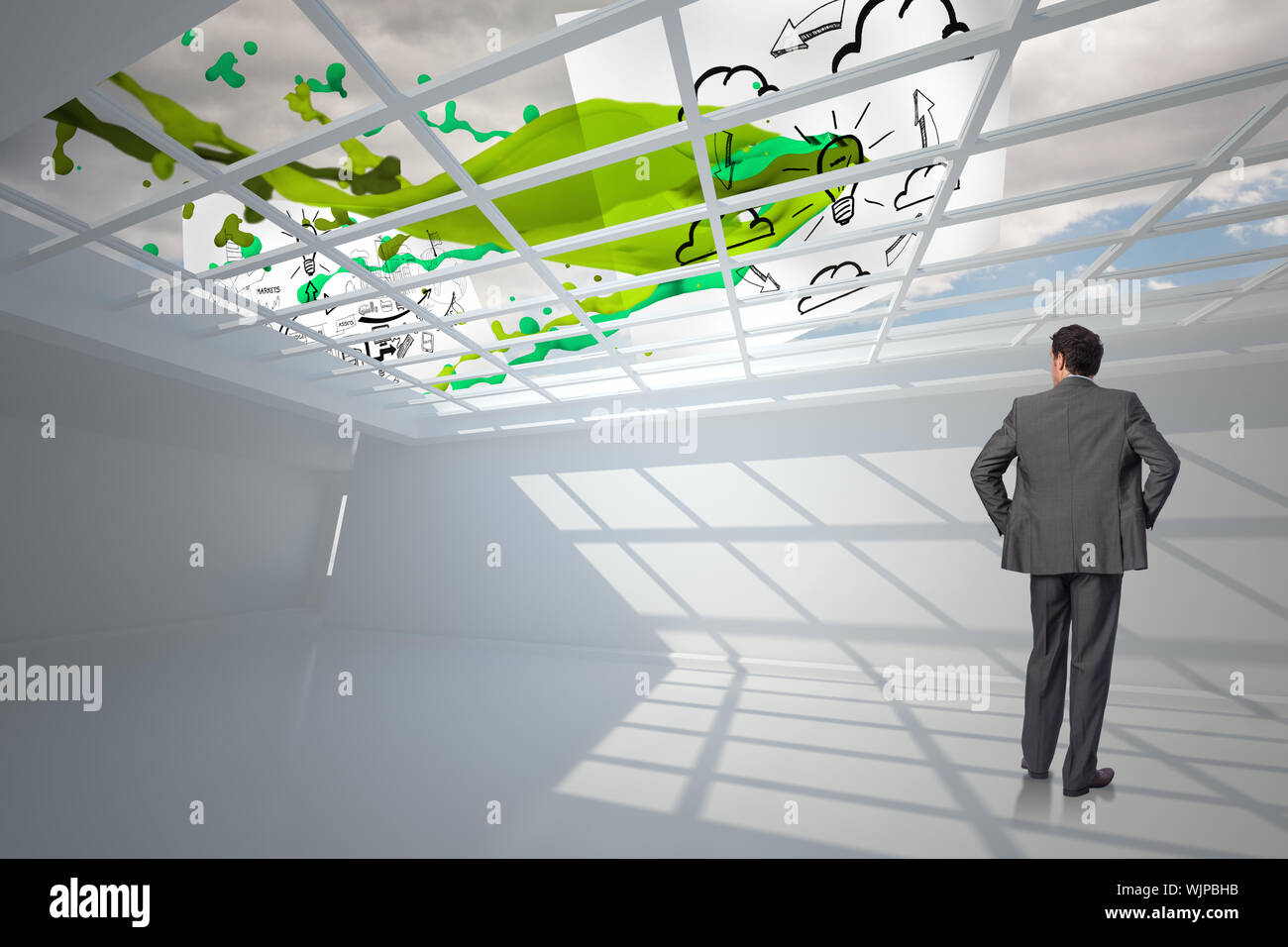 Businessman flying on paper hi-res stock photography and images - Alamy