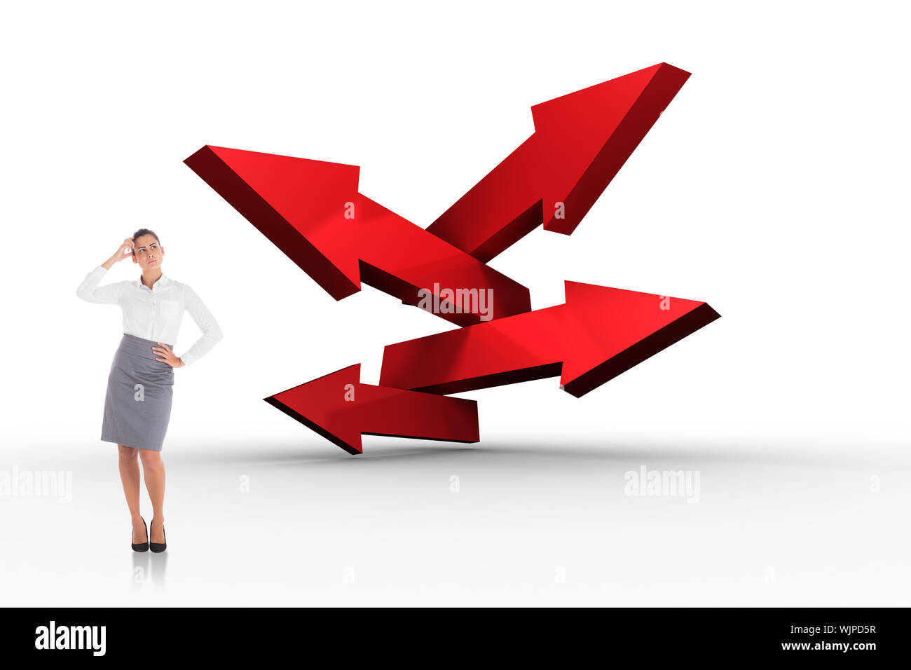 Young woman thinking arrows hi-res stock photography and images - Alamy