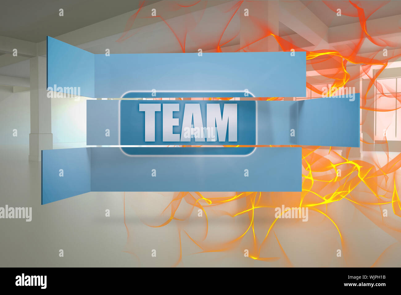 Team banner on abstract screen against abstract design in orange Stock ...