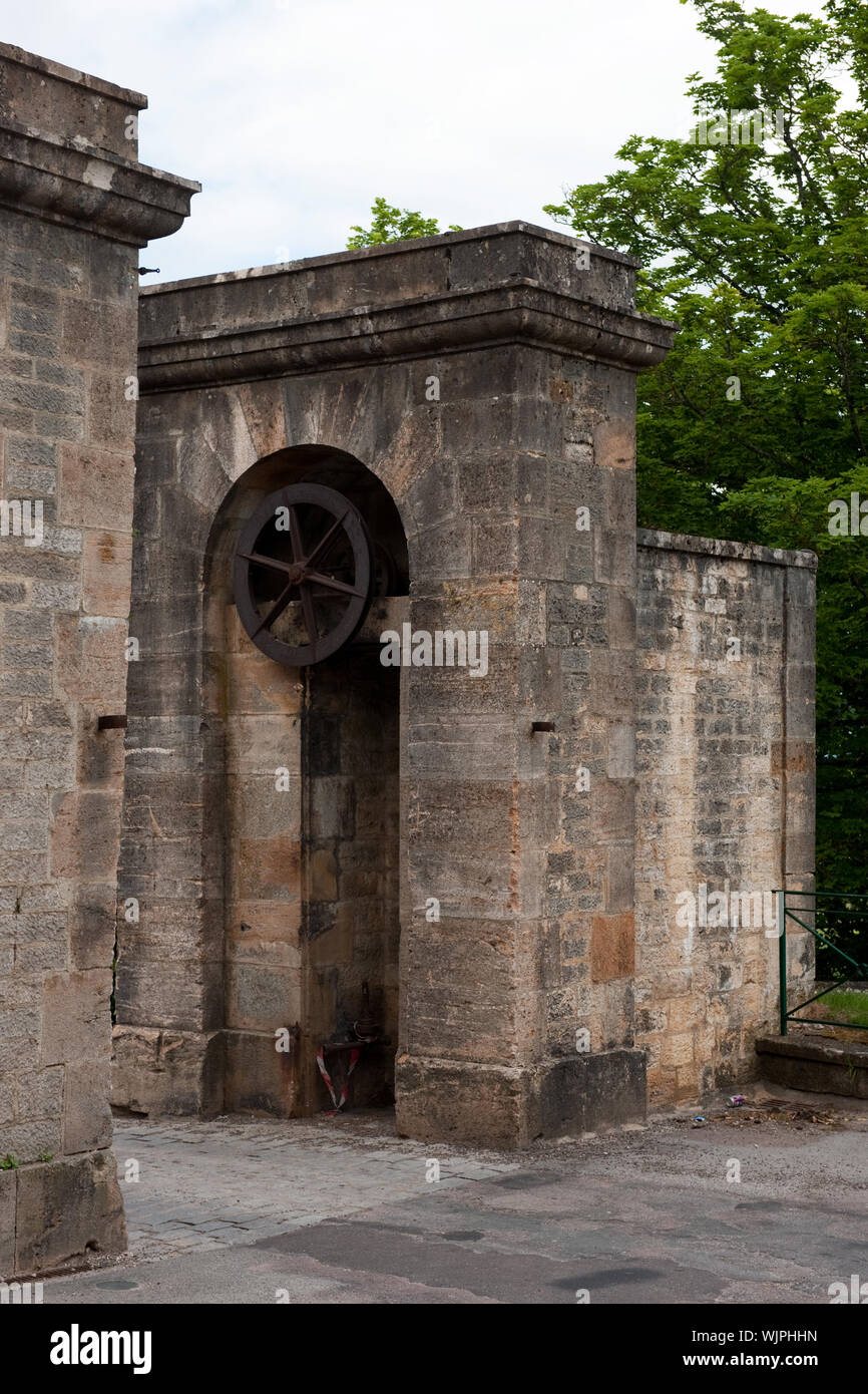 Old historic bridge in the old French village Langres Stock Photo - Alamy