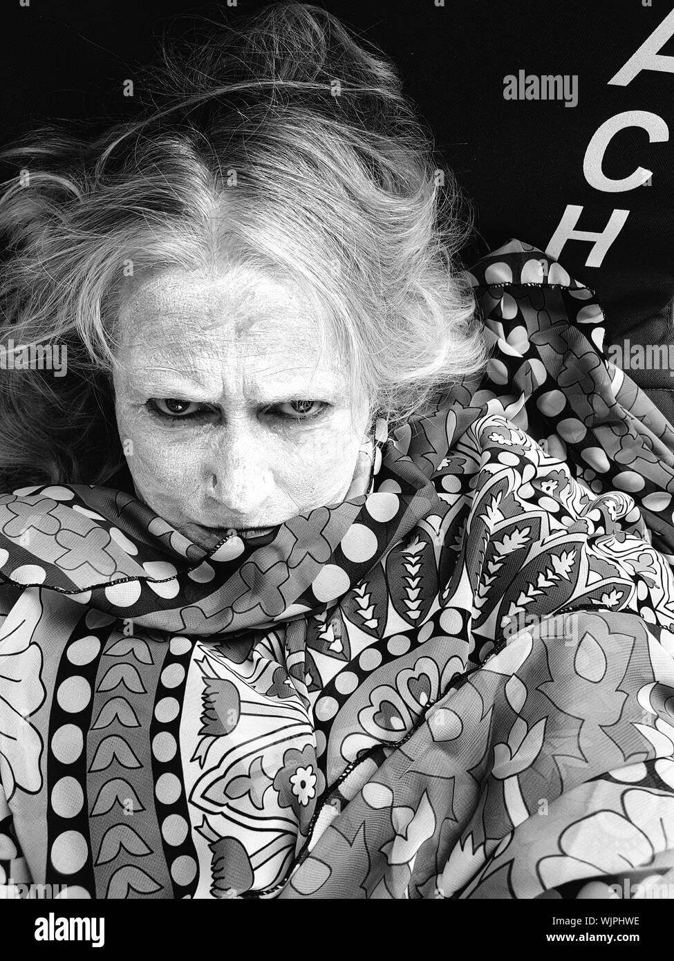 Angry woman face mask Black and White Stock Photos & Images - Alamy