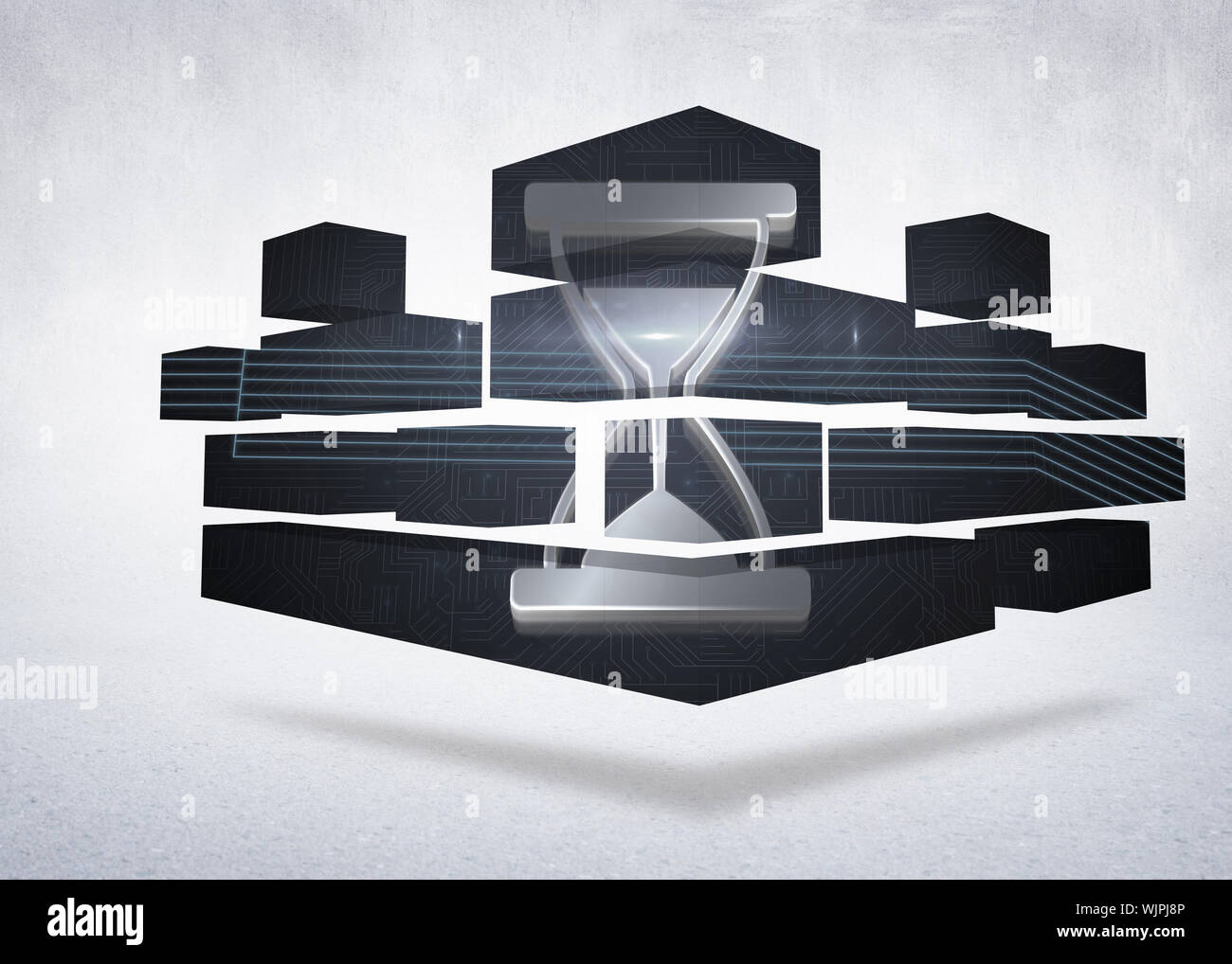 Composite image timer on abstract screen against white wall Stock Photo ...