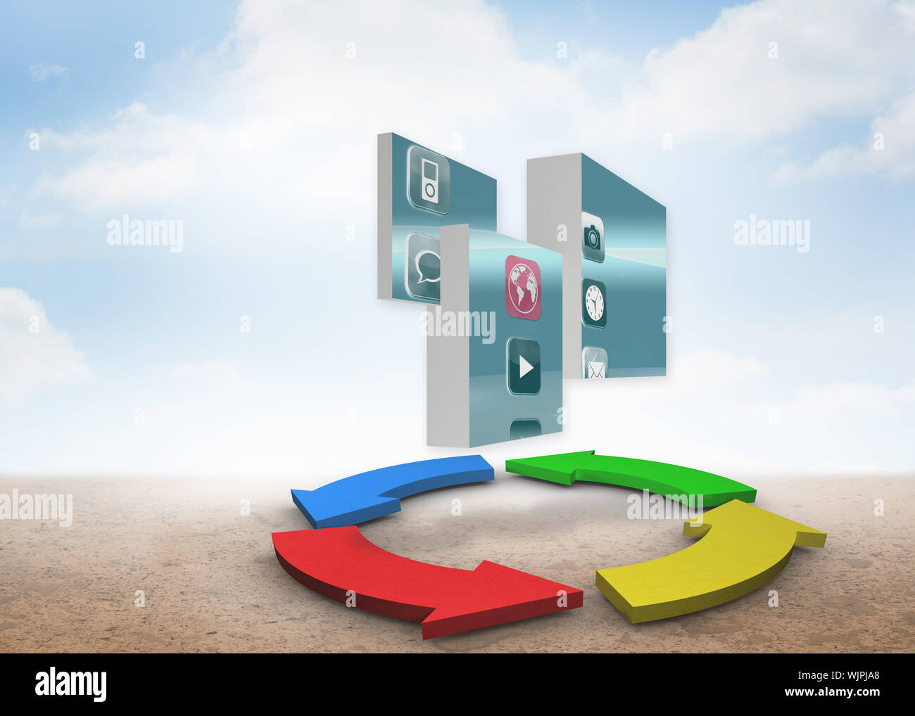 Pointing arrow circular icon hi-res stock photography and images - Alamy