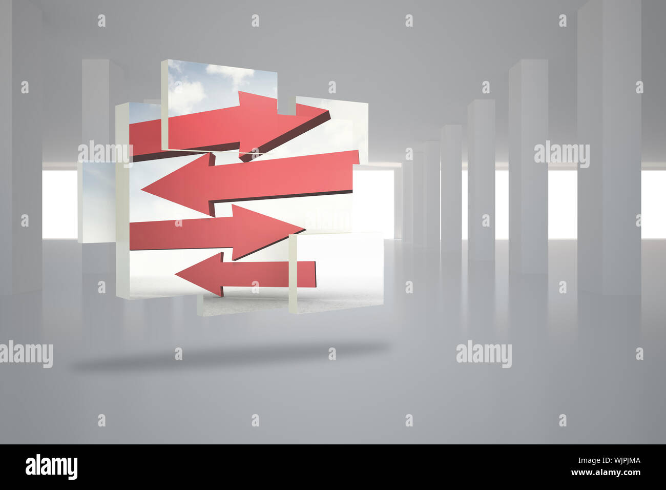 Arrows on abstract screen against red ladder arrow graphic Stock Photo ...