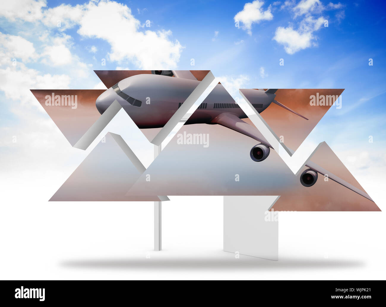 Airplane on abstract screen against abstract design in blue Stock Photo ...