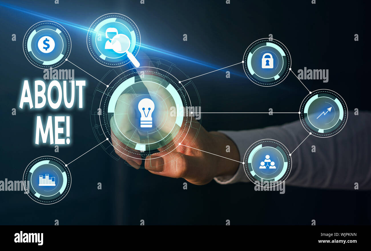 Handwriting text About Me. Conceptual photo telling someone list of ...