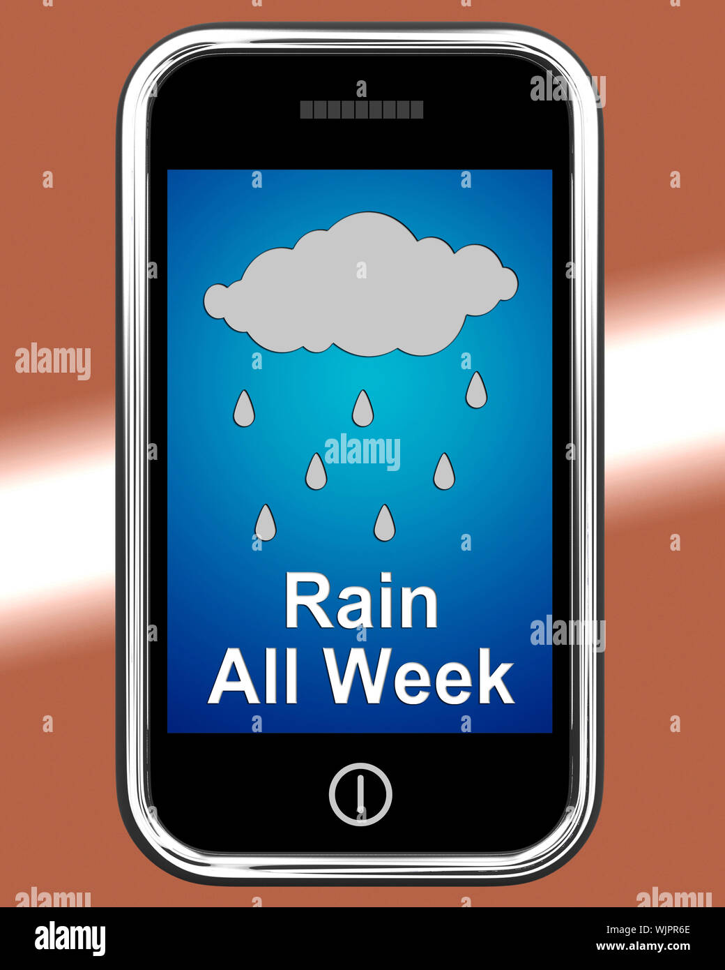 Rain All Week On Phone Showing Wet Miserable Weather Stock Photo - Alamy