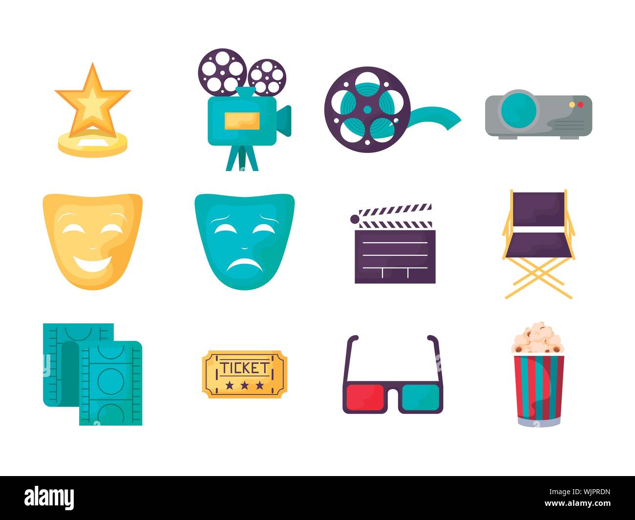 set icons of cinema film vector illustration design Stock Vector Image ...