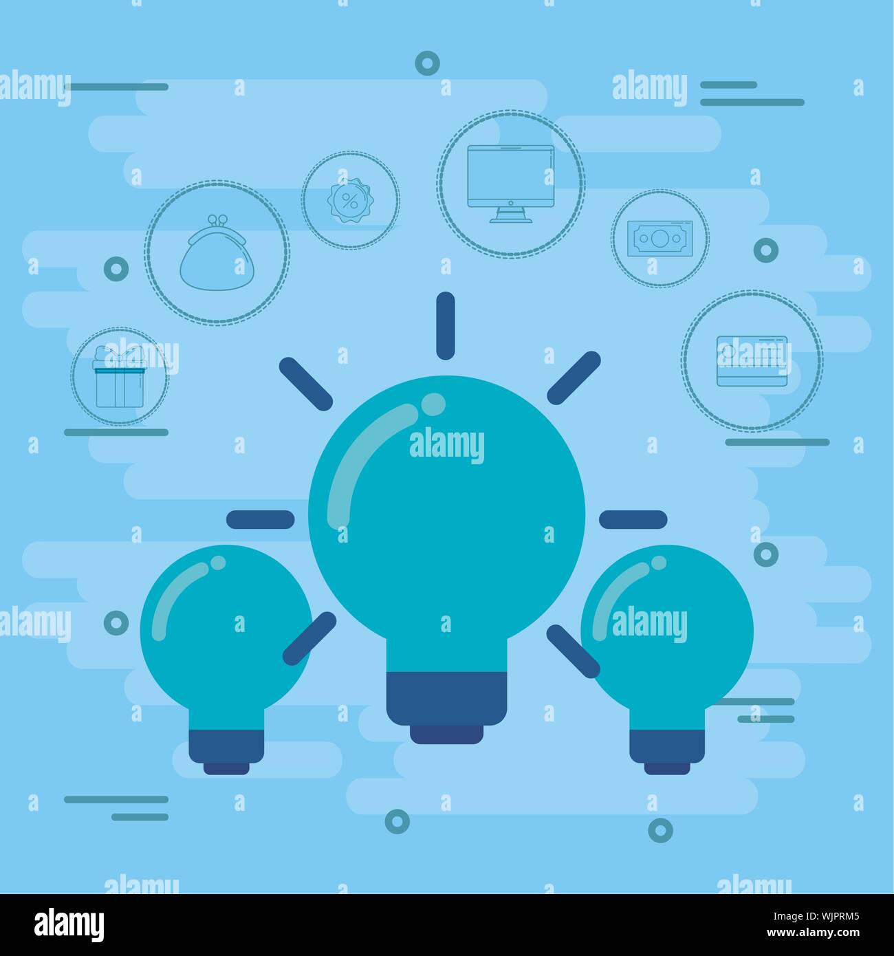 light bulbs with social media icons vector illustration design Stock ...