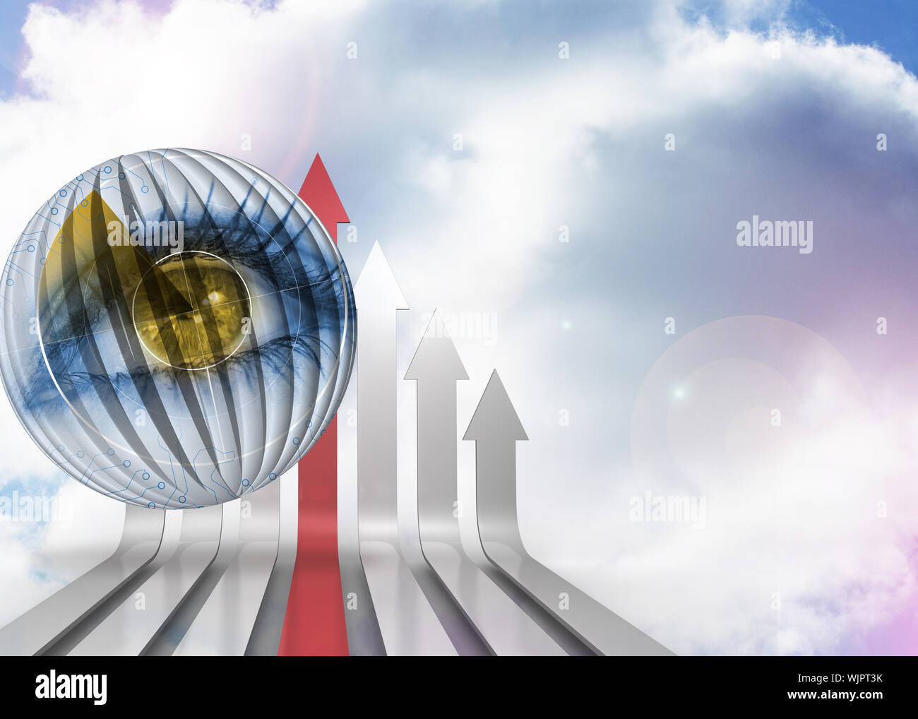 Red curved arrow pointing up hi-res stock photography and images - Alamy