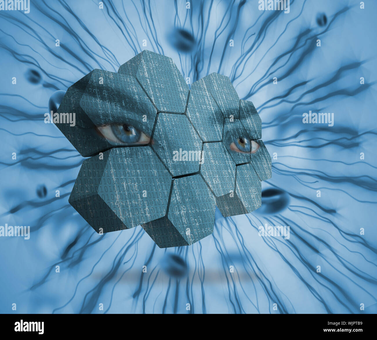 Eyes on abstract screen against blue immune system Stock Photo - Alamy