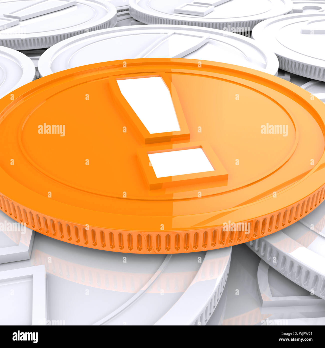 Exclamation Mark Coin Showing Financial Shock Or Danger Stock Photo - Alamy