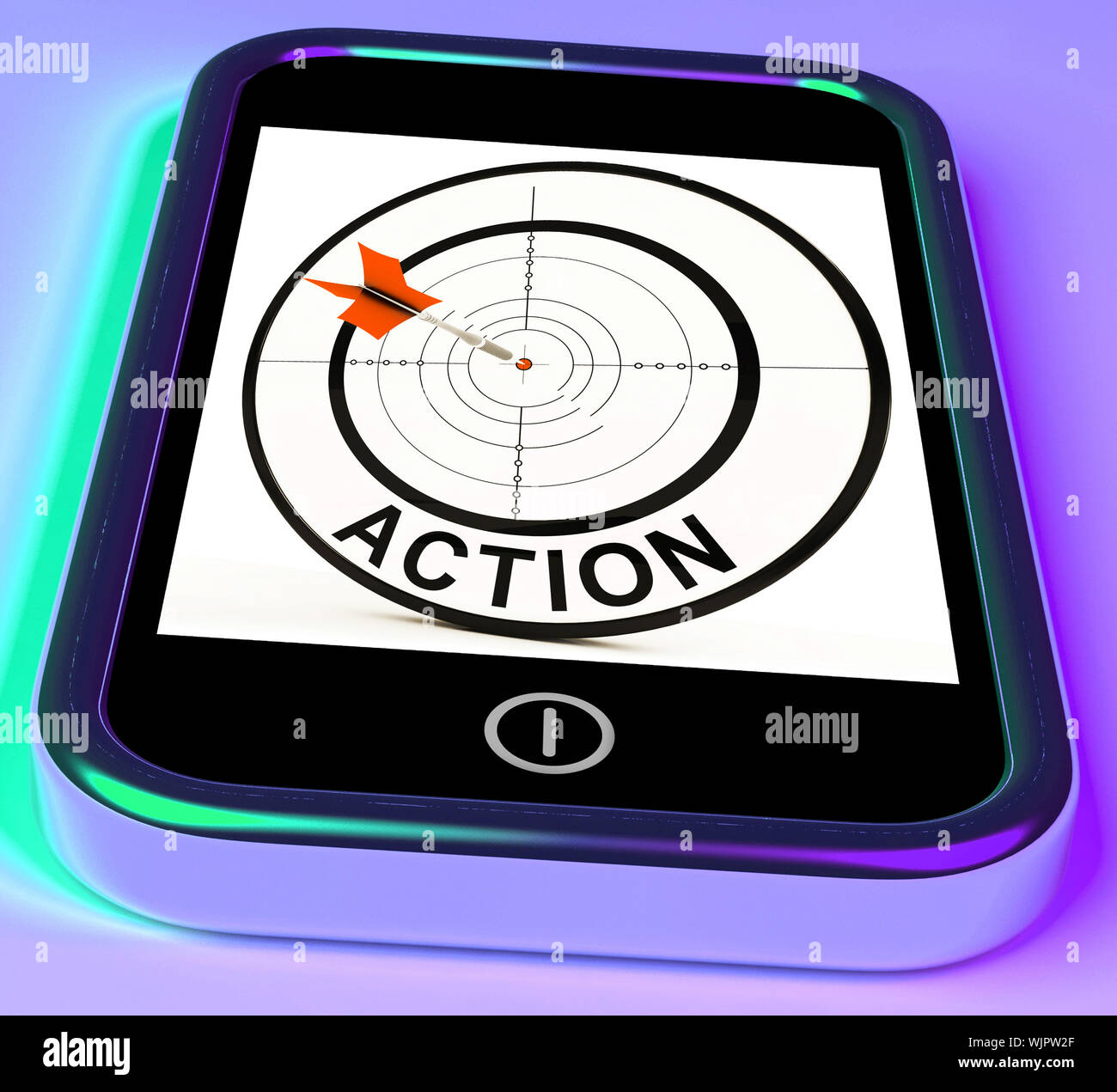 Action Smartphone Showing Acting To Reach Goals Stock Photo - Alamy