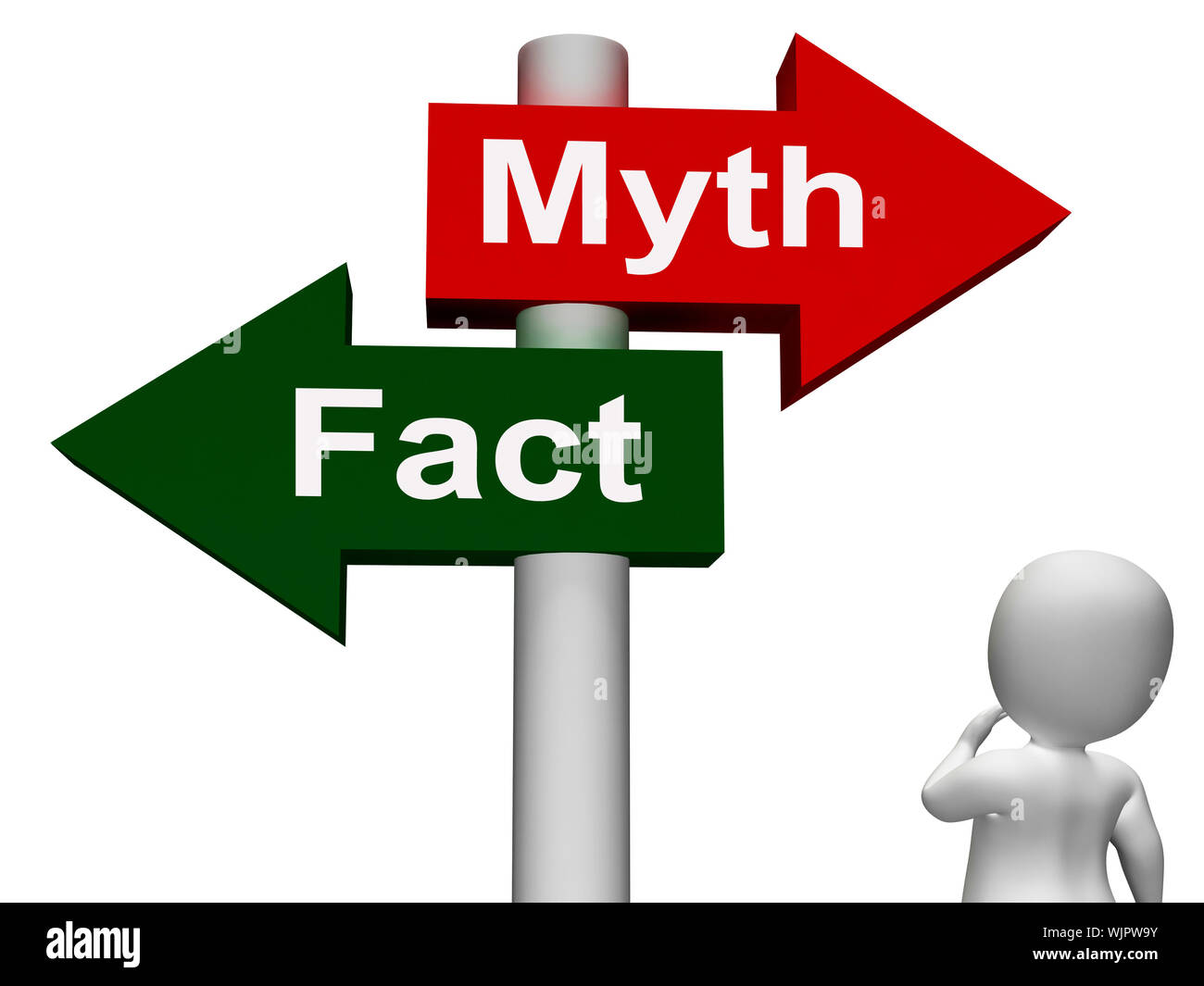 Fact Myth Signpost Showing Facts Or Mythology Stock Photo - Alamy