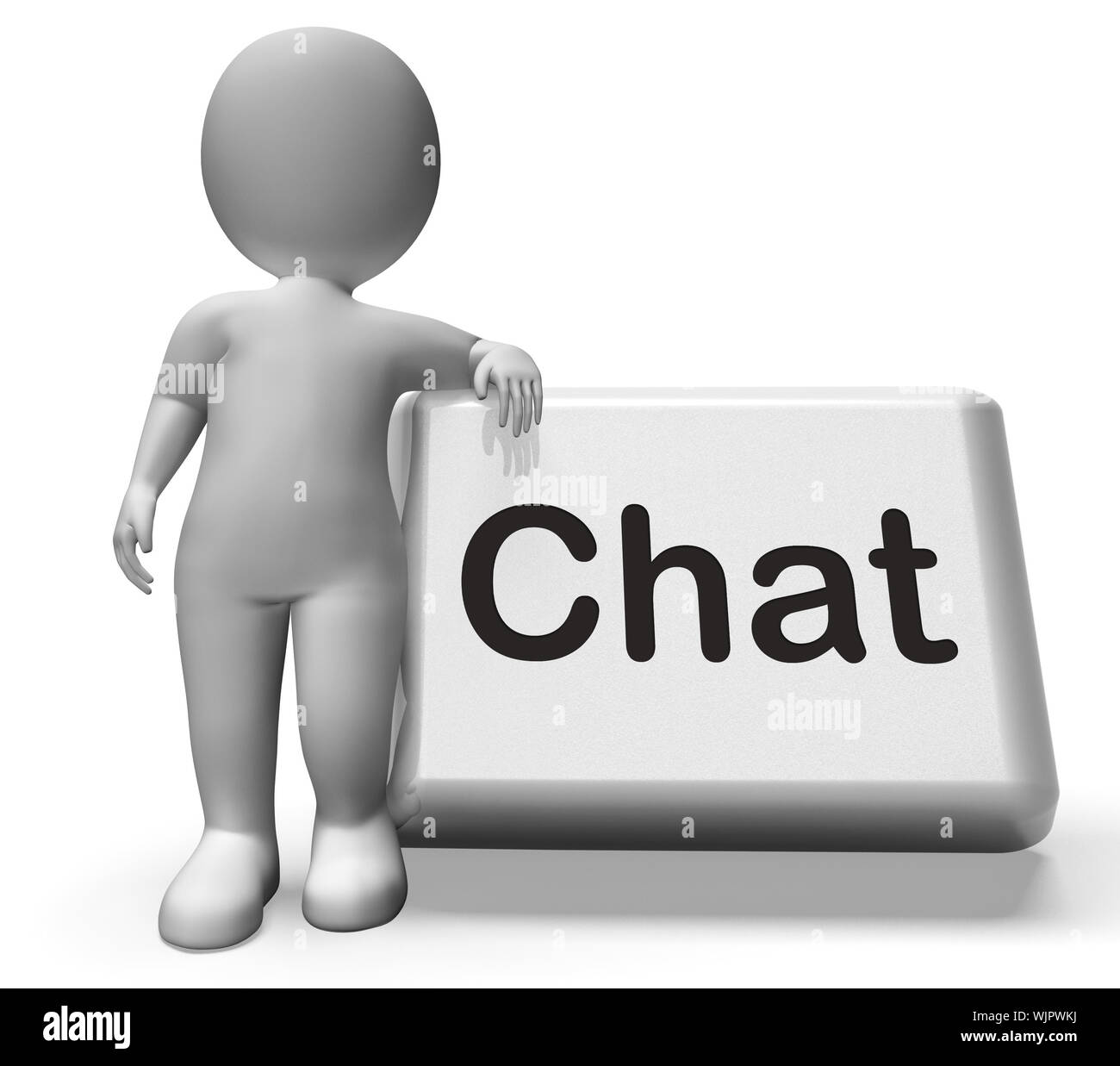 Chat Button With Character Showing Talking Typing Or Texting Stock ...
