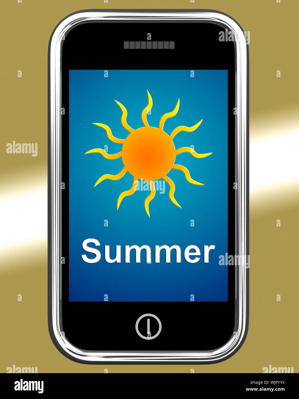 Summer On Phone Meaning Summertime Season Stock Photo - Alamy