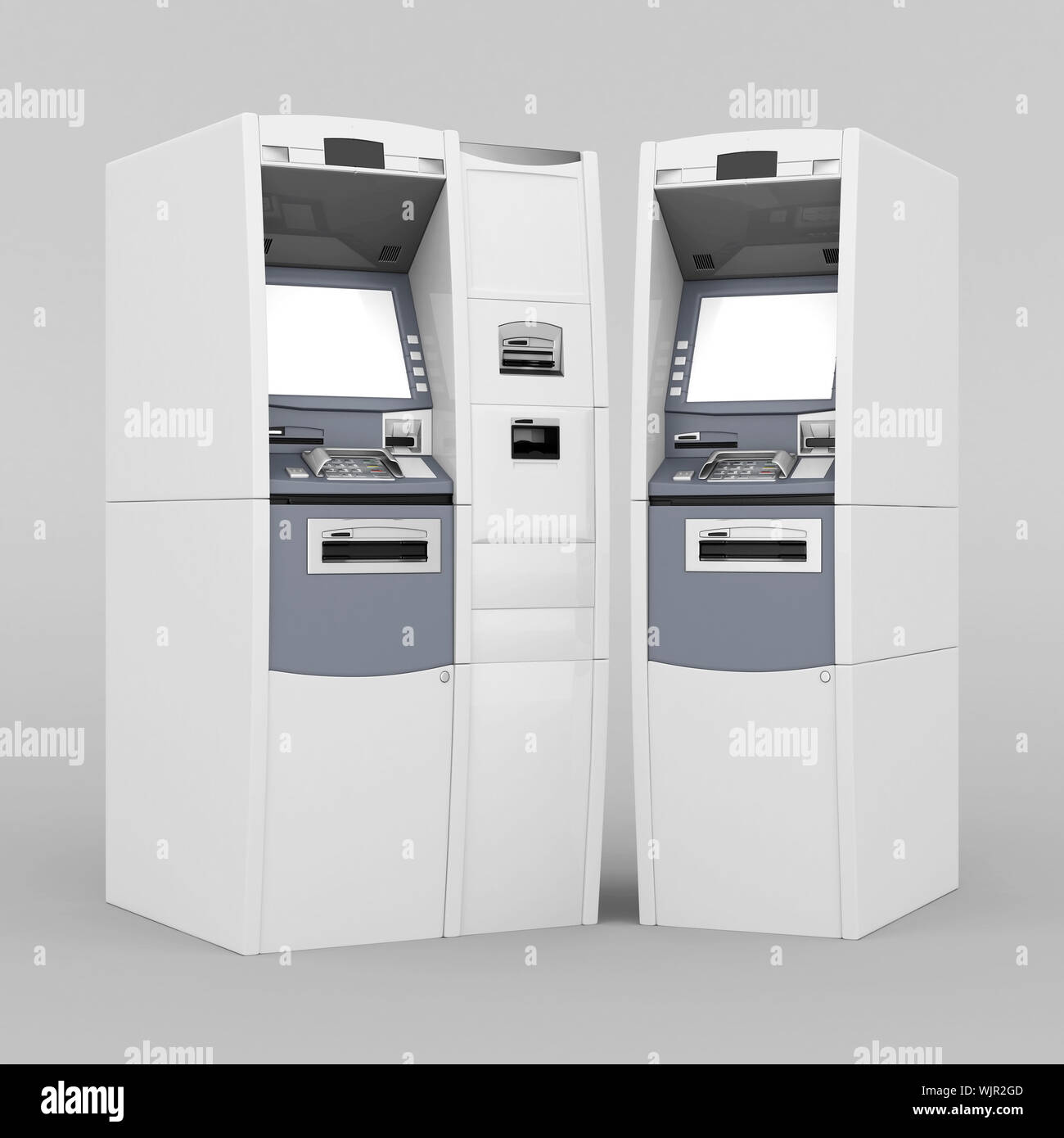 image of the new ATM on gray background Stock Photo - Alamy