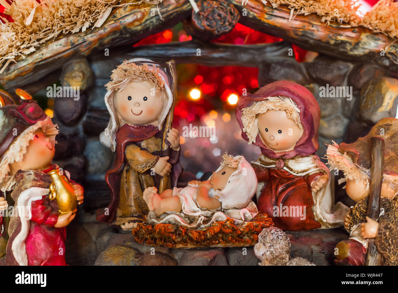 Beautiful nativity scene with simplified characters Stock Photo - Alamy
