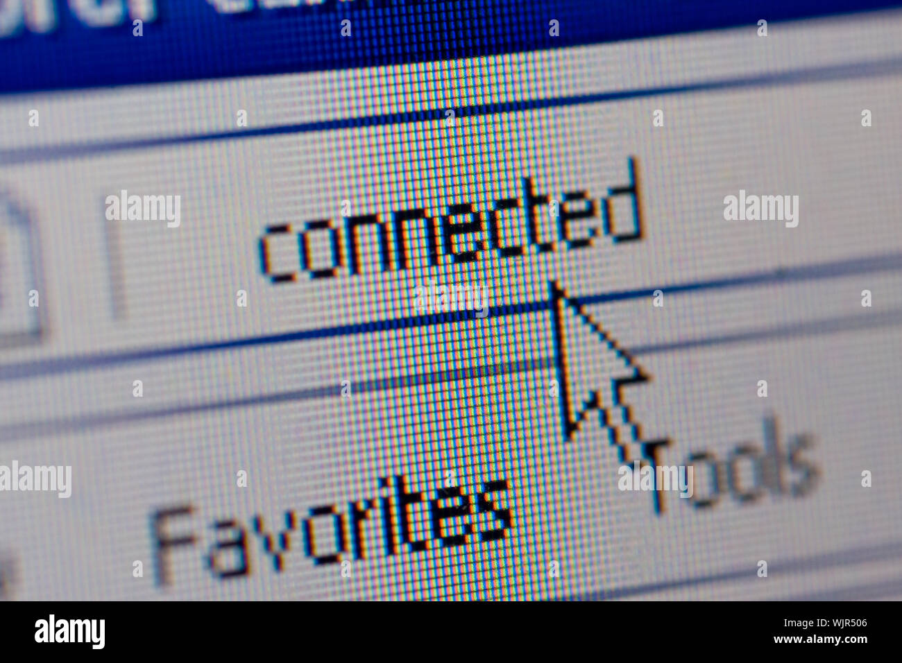 Closeup of internet connected url address with an arrow using shallow ...