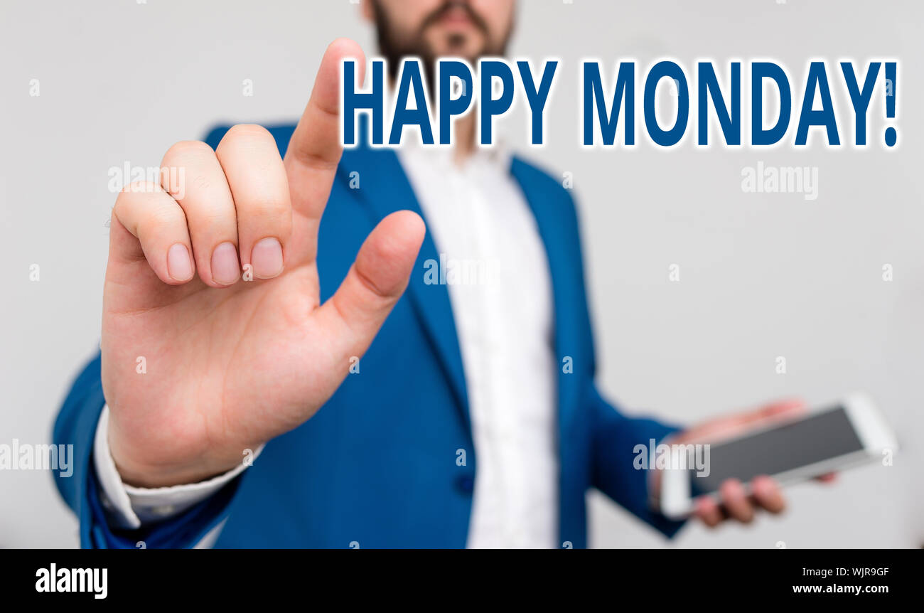 Conceptual hand writing showing Happy Monday. Concept meaning telling ...