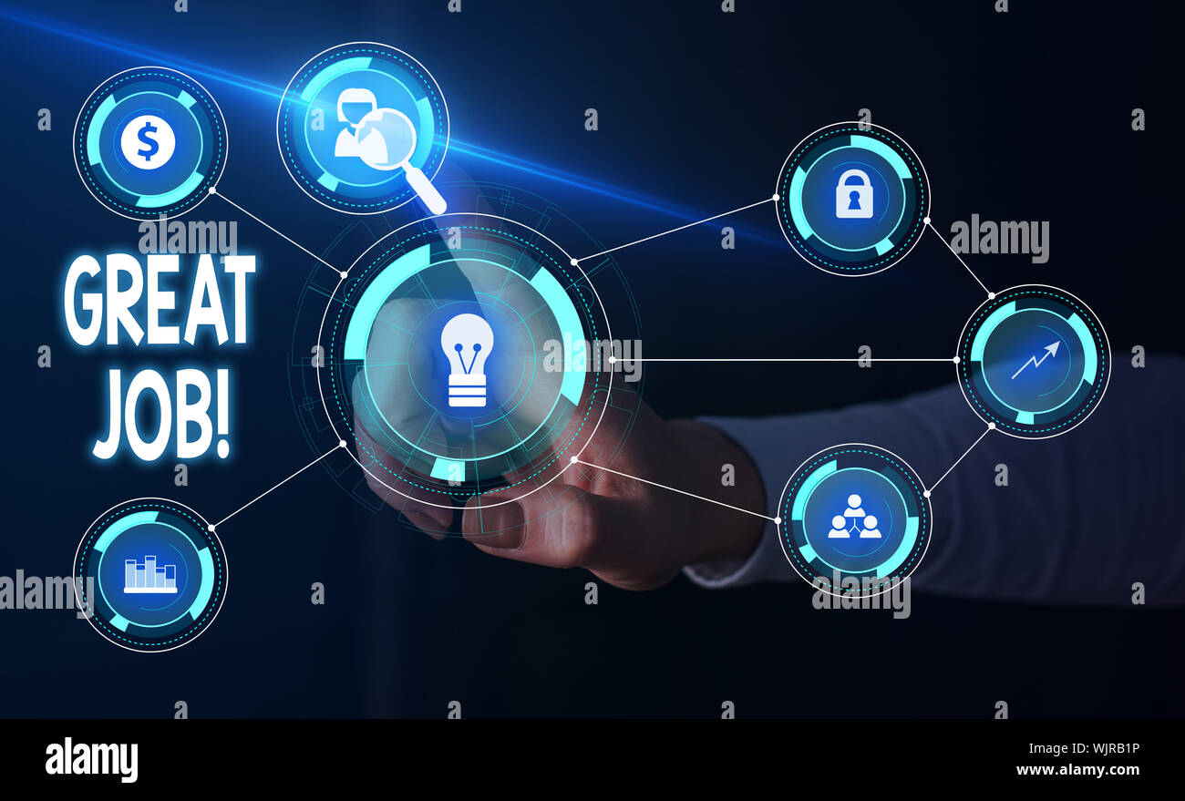 Handwriting text Great Job. Conceptual photo used praising someone for ...