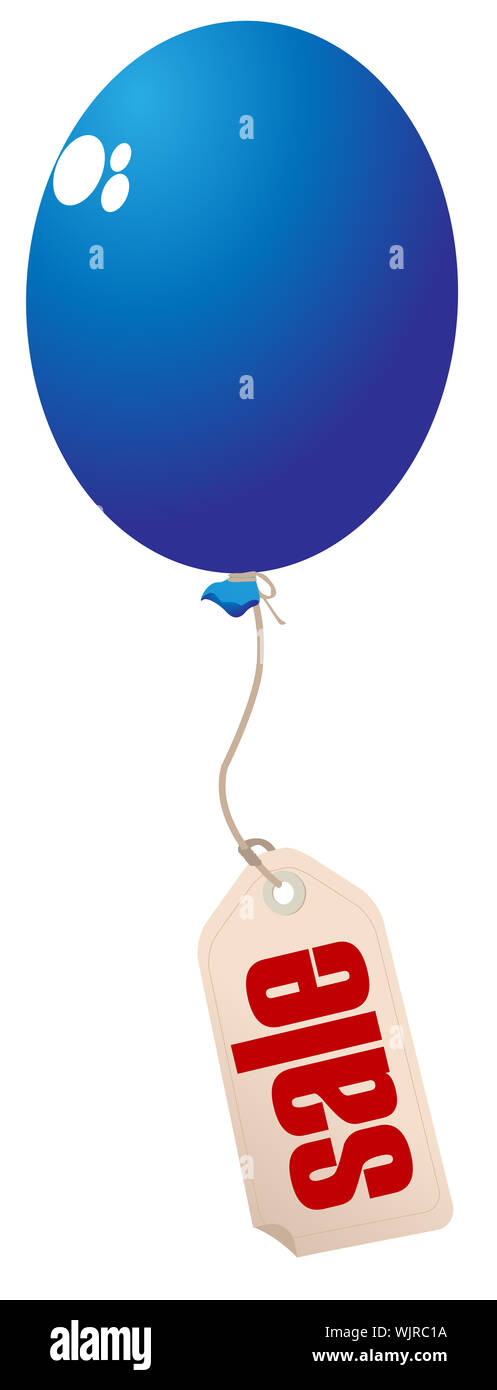 helium balloon with retail tag price, sale concept. Isolated object ...