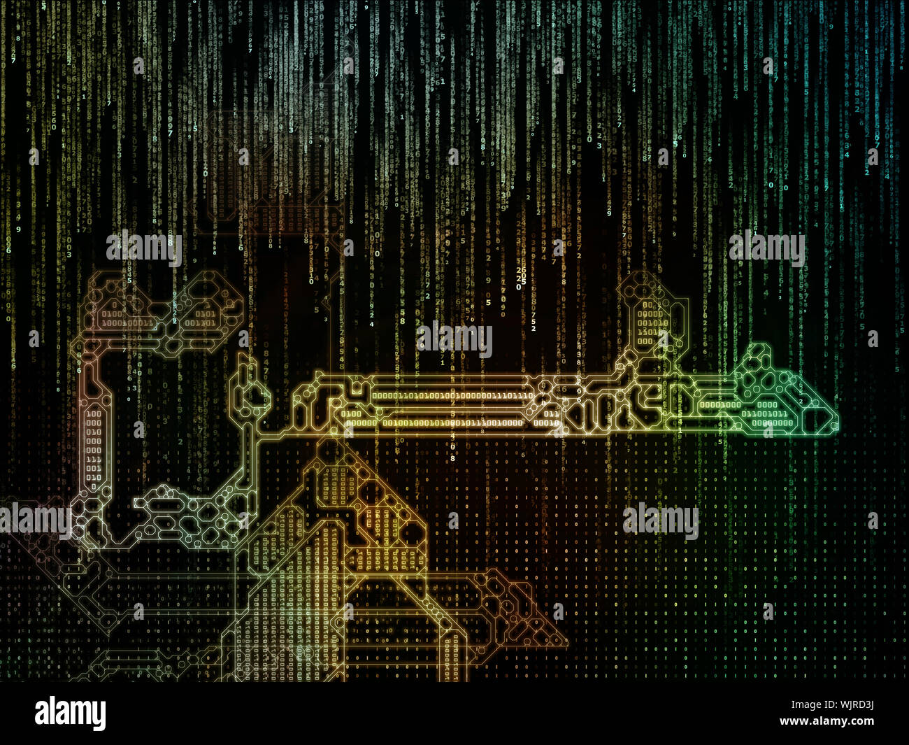Encryption Key series. Interplay of stylized key and number symbols on ...